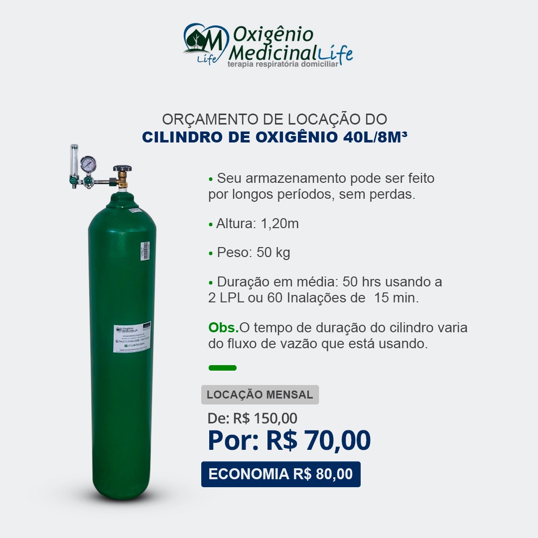 Cilindros de Oxigenio - Aluguel de Cilindro Oxigenio R$.70,00